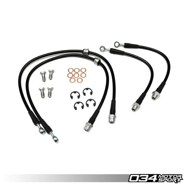 034 Motorsport Stainless Steel Braided Brake Line Kit, 8P Audi A3 & Mk ...
